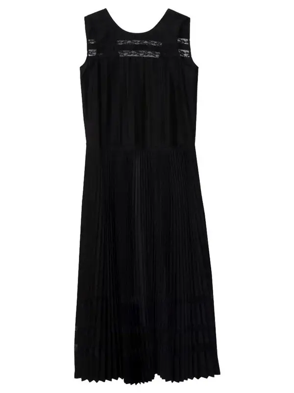 3.1 Phillip Lim Pleated A-line Lace-insert Midi Dress - Black