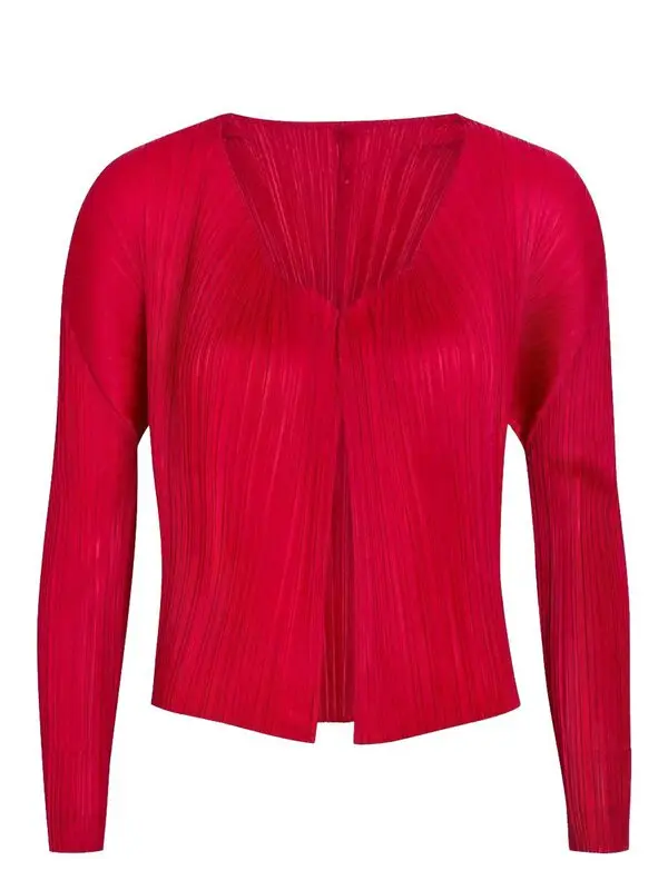 Issey Miyake Pleated Open-front Top - Red