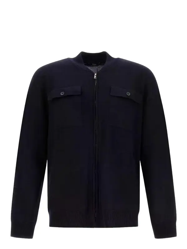Herno Zip-up Virgin Wool Cardigan - Blue