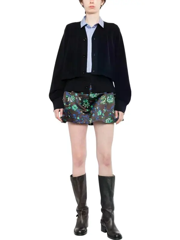 Sacai Layered V-neck Cardigan - Black