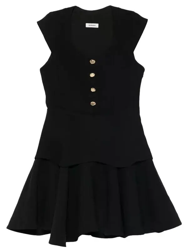 Sandro Button-embellished Mini Dress - Black