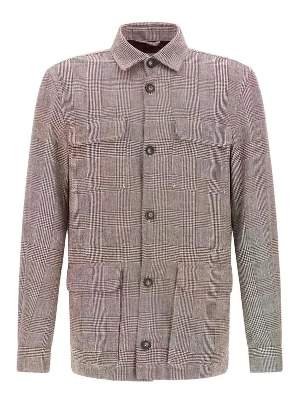 Herno Check-pattern Pocket-details Linen Jacket - Red