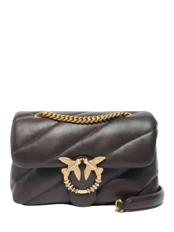 Pinko Quilted Love Birds Crossbody Bag - Brown