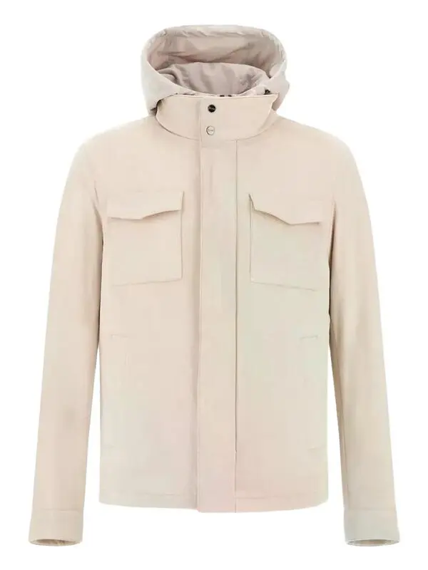 Herno Suede-effect Hooded Jacket - Neutrals