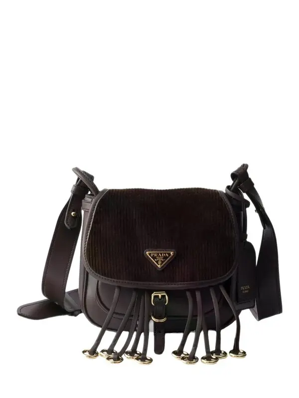 Prada Corsaire Corduroy And Leather Mini Shoulder Bag - Brown