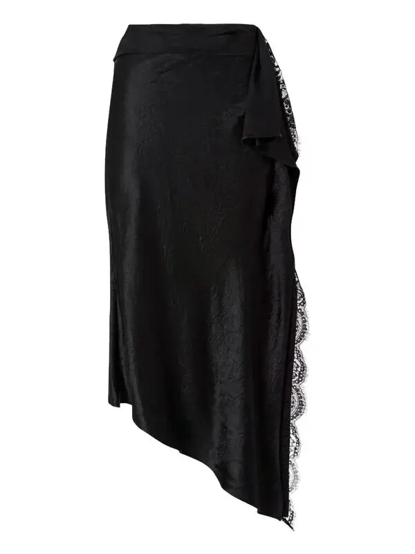 Pinko Asymmetric Lace Trim Skirt - Black