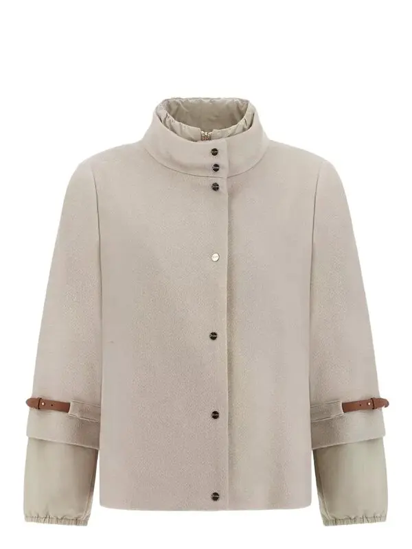 Herno Cream Detachable Inner Jacket With Leather Strap Cuffs - Neutrals