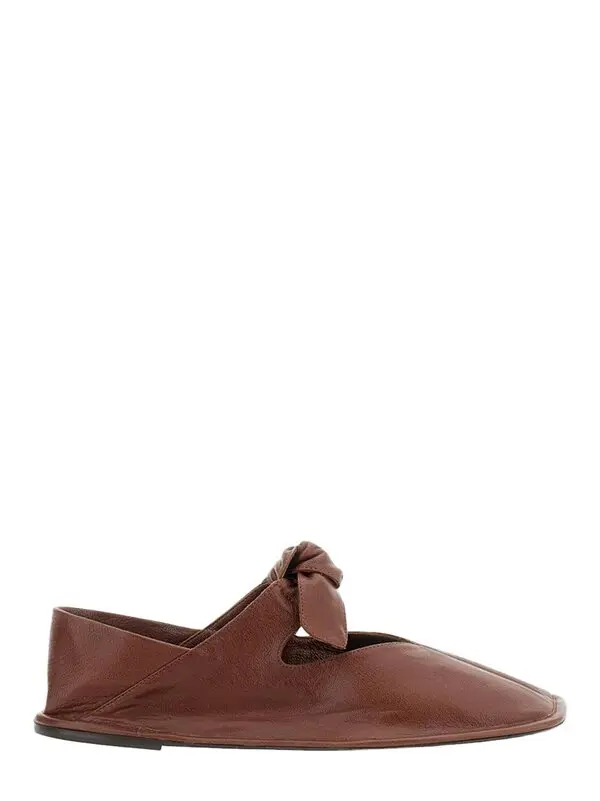 Hereu Ballet Flats With Knot Detailing - Walnut