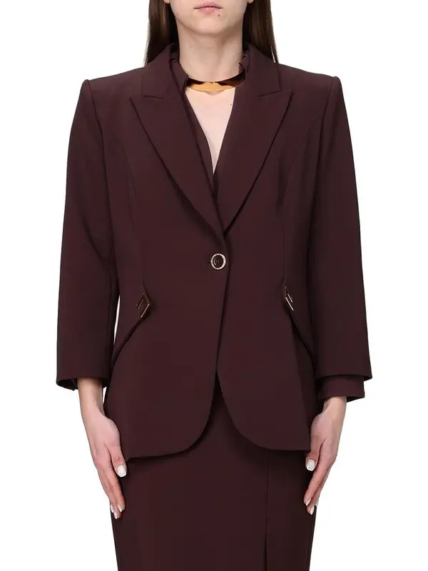 Elisabetta Franchi Single Breasted Crepe Blazer - Brown