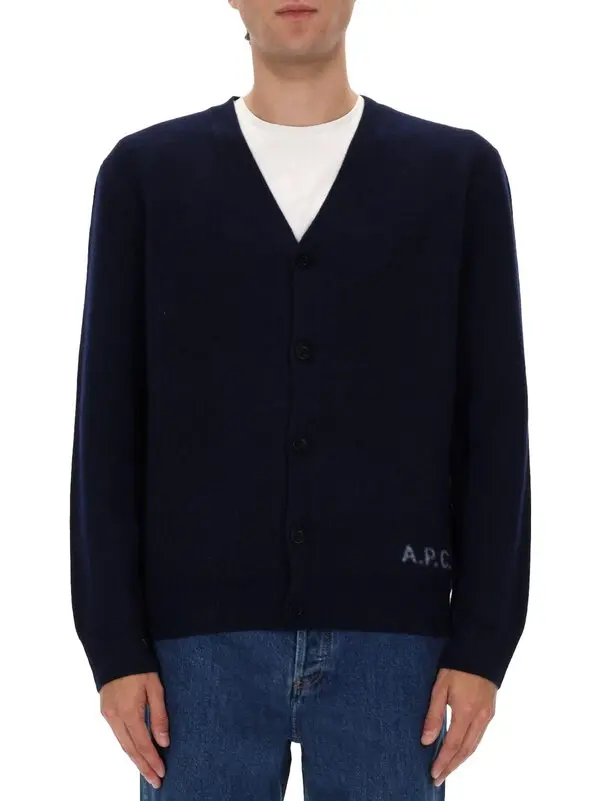 A.p.c. V-neck Cardigan - Blue