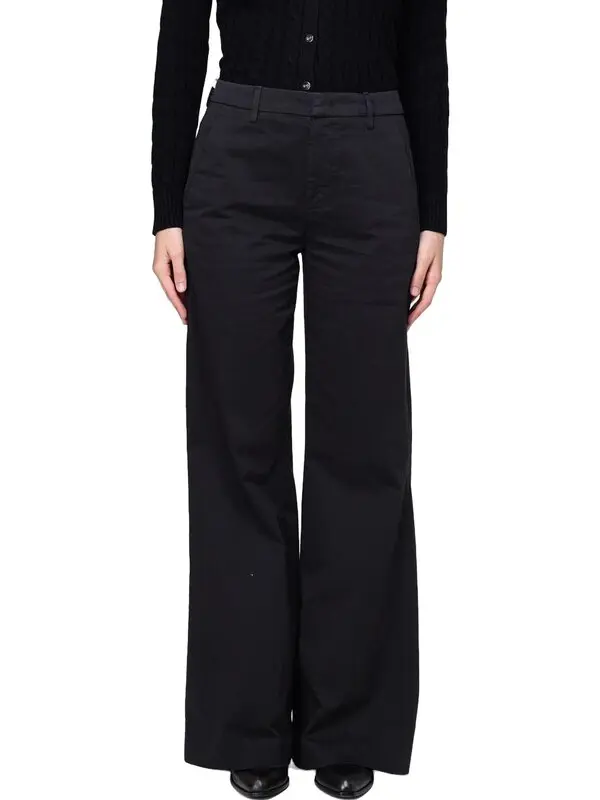 DONDUP Wide Leg Cotton Trousers - Black