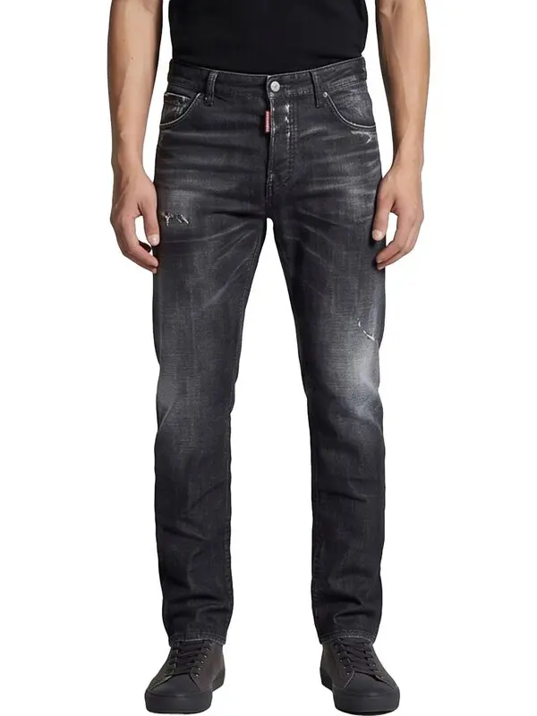 Dsquared2 Distressed Cotton Denim Trousers - Black