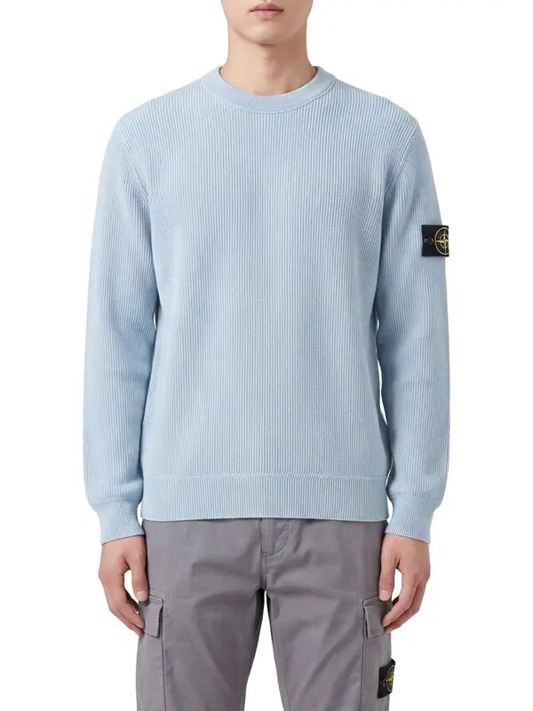 Stone Island Ribbed Crew Neck Jumper - Sky