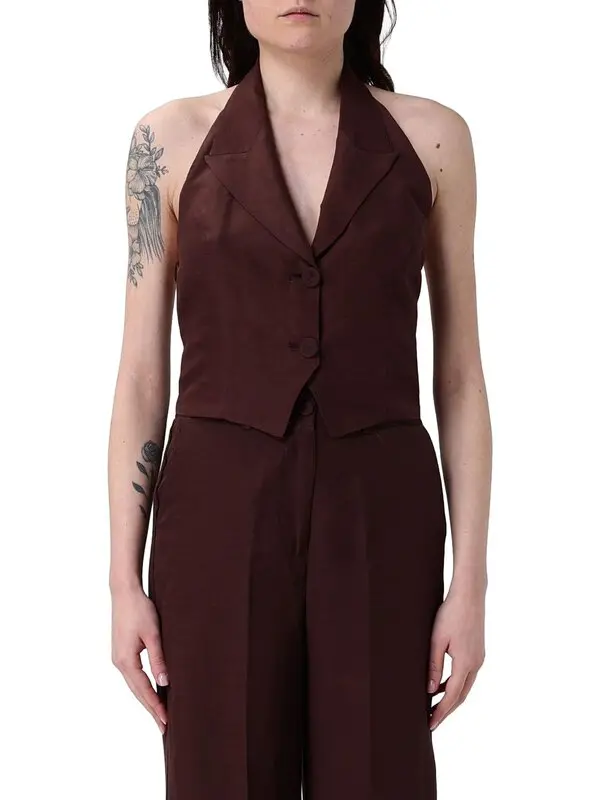 HANITA Linen And Viscose Vest - Ebony