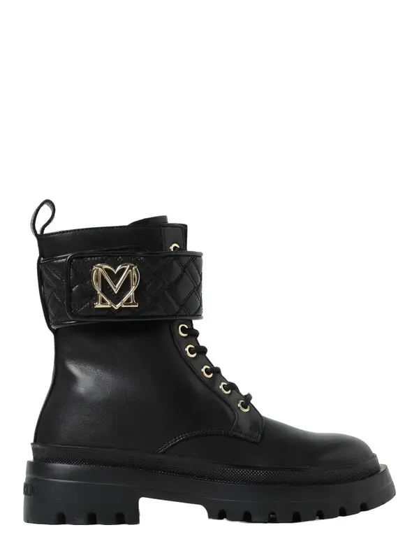 Moschino Combat Boots With Quilted Detailing - Black