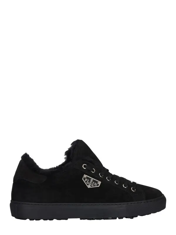 Philipp Plein Suede Low-top Shearling Lined Sneakers - Black