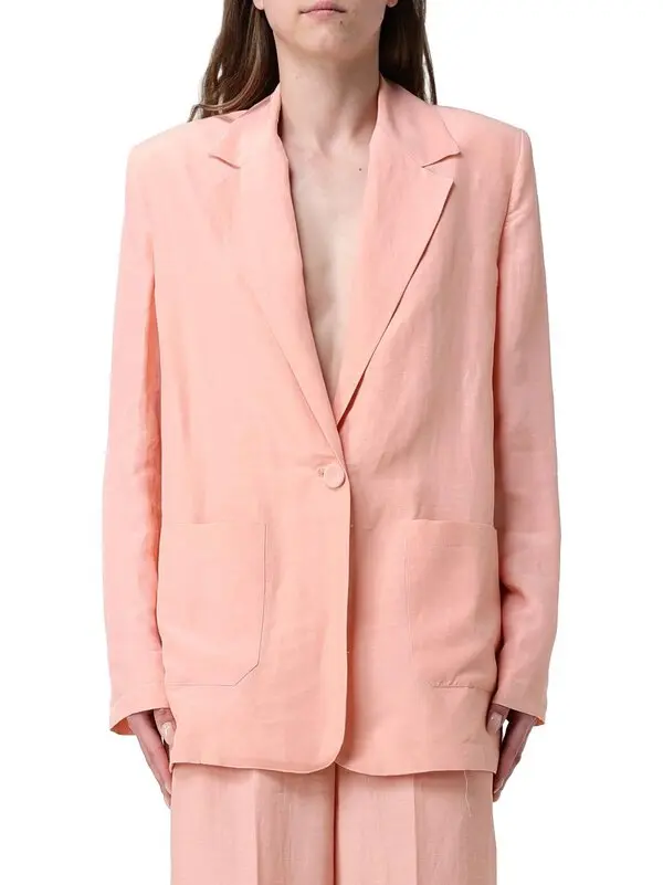 HANITA Linen Blend Single-breasted Blazer - Pink