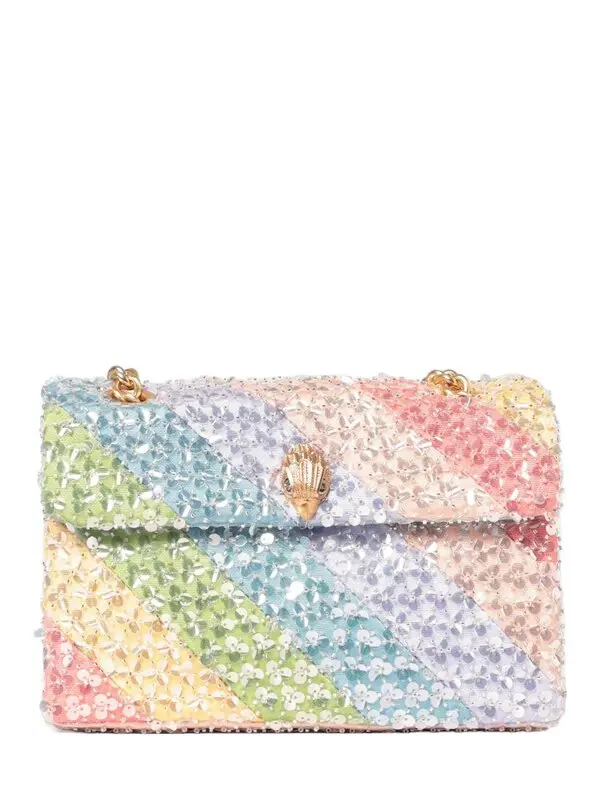 Kurt Geiger Kensington Bag In Striped Canvas With Sequins - Multicolor