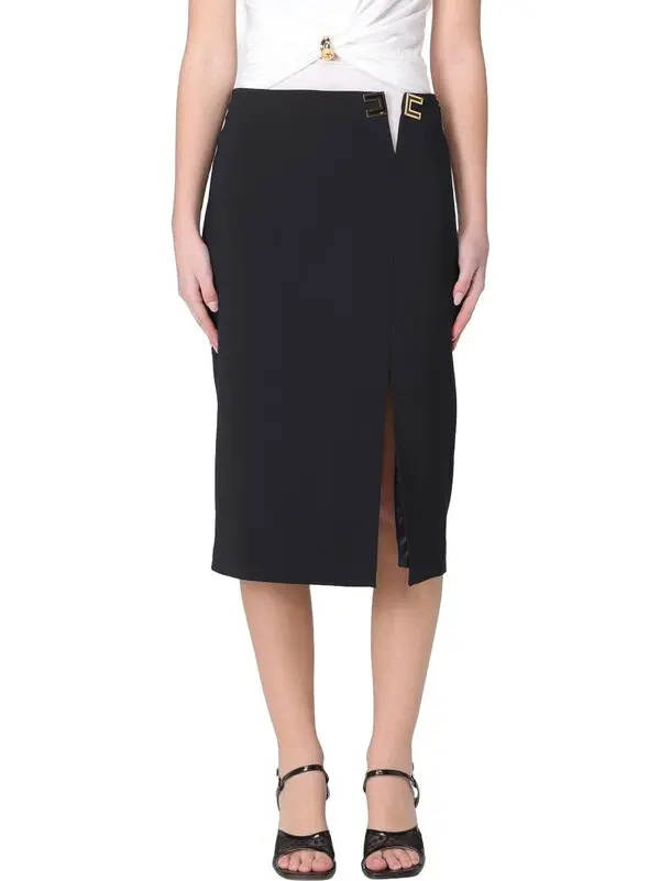Elisabetta Franchi Logo Detail Midi Pencil Skirt - Black
