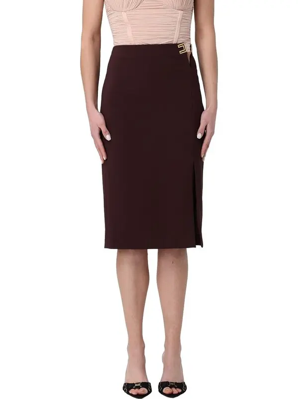 Elisabetta Franchi Logo Detail Midi Pencil Skirt - Brown