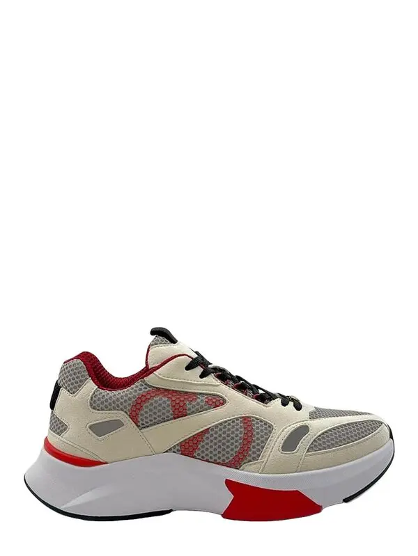 Valentino Garavani Demivee Low-top Sneakers In Mesh And Suede With Vlogo Signature - Neutrals