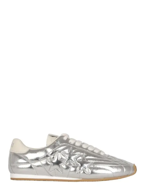 Amiri Pacific Football Slim Quilted Laminated Leather Sneakers - Silver