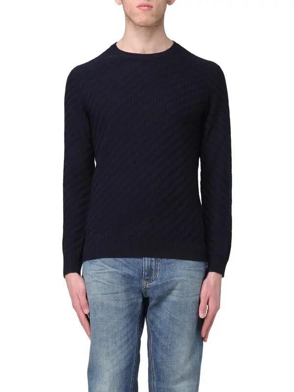 Emporio Armani Textured Jumper - Blue