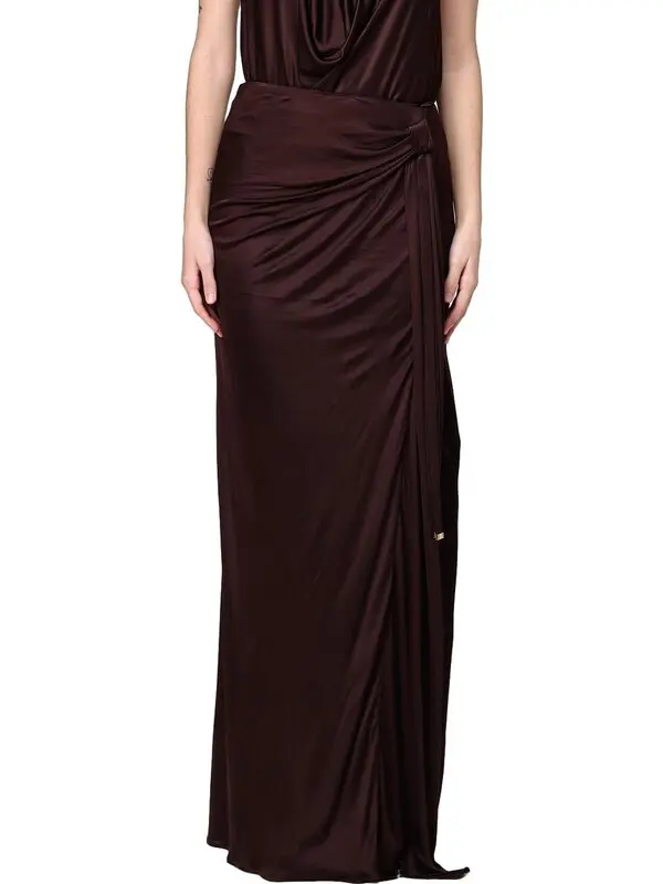 Elisabetta Franchi Draped Jersey Maxi Skirt - Brown