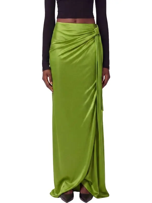 Elisabetta Franchi Draped Jersey Maxi Skirt - Green