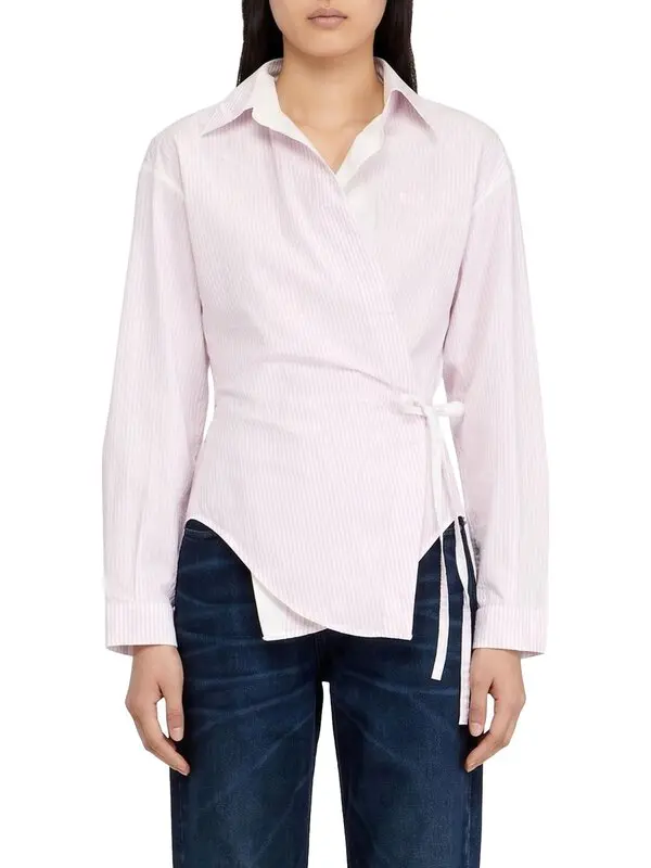 DIESEL® Cotton Poplin Wrap Shirt - Pink
