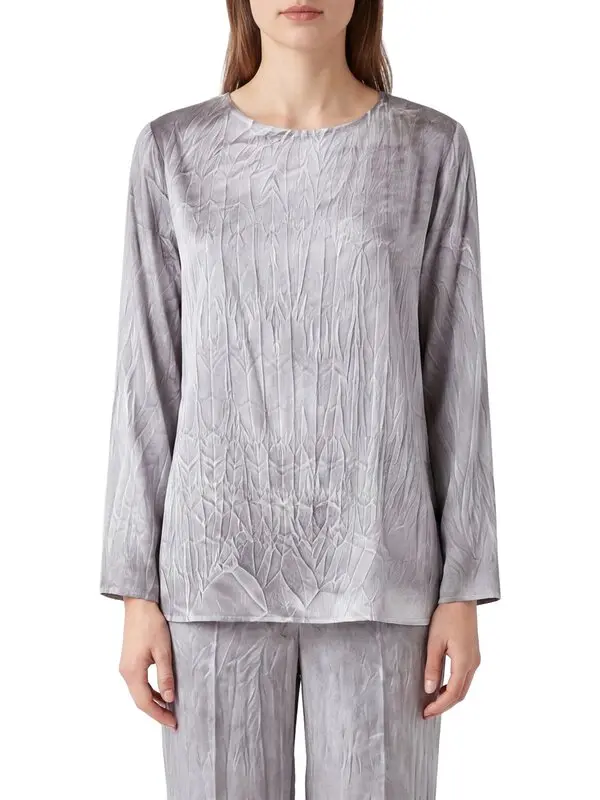 Avant Toi Textured Long Sleeve Top - Grey