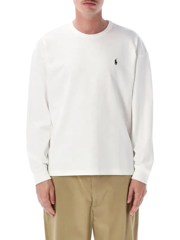 Polo Ralph Lauren Long-sleeved Cotton T-shirt With Embroidered Logo - White