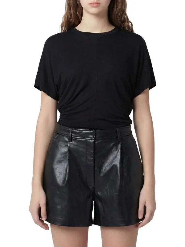 ANINE BING Stretch Viscose Crewneck T-shirt - Black