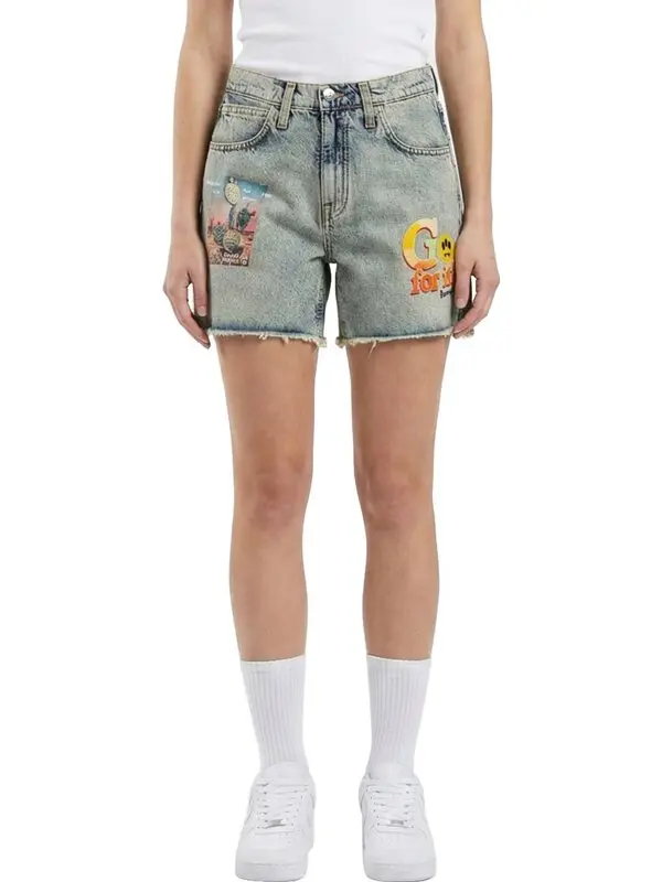 BARROW Graphic Print Shorts - Denim