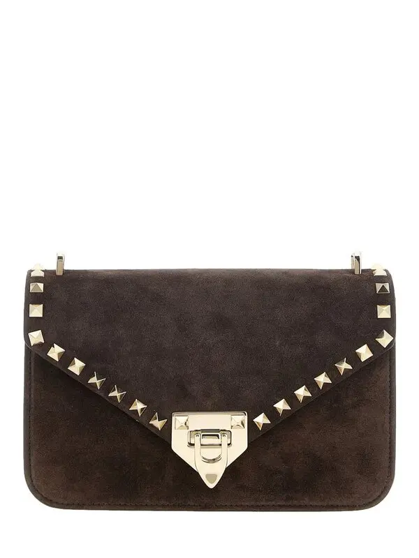 Valentino Garavani Rockstud Suede Mini Crossbody Bag - Brown