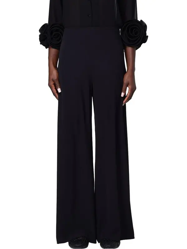 HANITA Crepe Wide-leg Trousers - Black