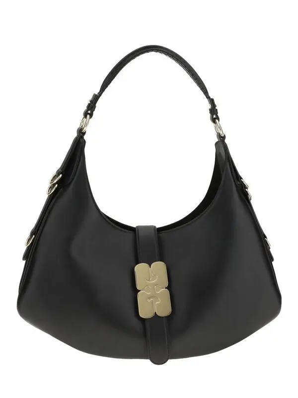 GANNI Small Kat Shoulder Bag With Butterfly Logo - Black