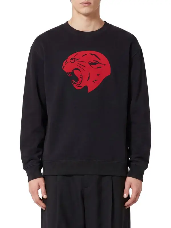 Valentino Garavani Crewneck Cotton Sweatshirt With Graphic Print And Logo - Black