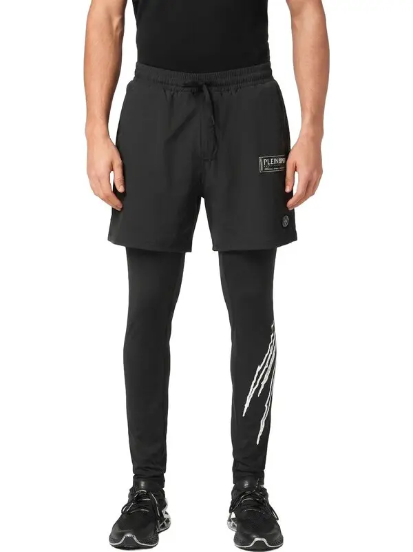 PLEIN SPORT Stretch Technical Fabric Track Pants - Black