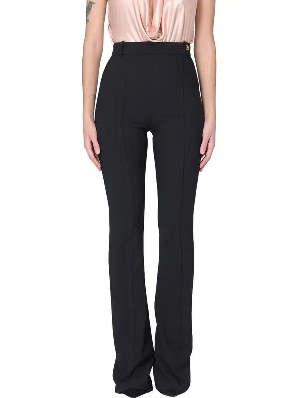 Elisabetta Franchi High-waisted Flare Crepe Trousers - Black