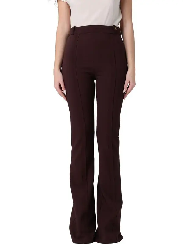 Elisabetta Franchi High-waisted Flare Crepe Trousers - Brown