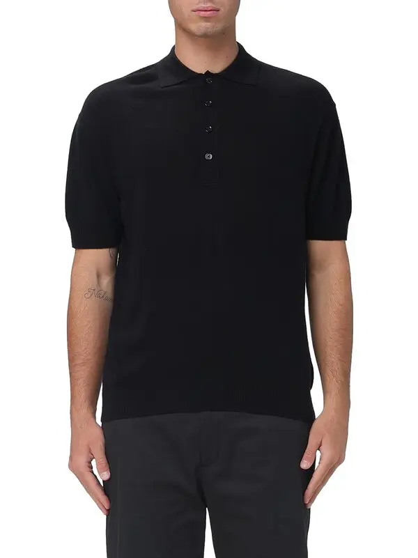 PAOLO PECORA Silk Knit Polo Shirt - Black