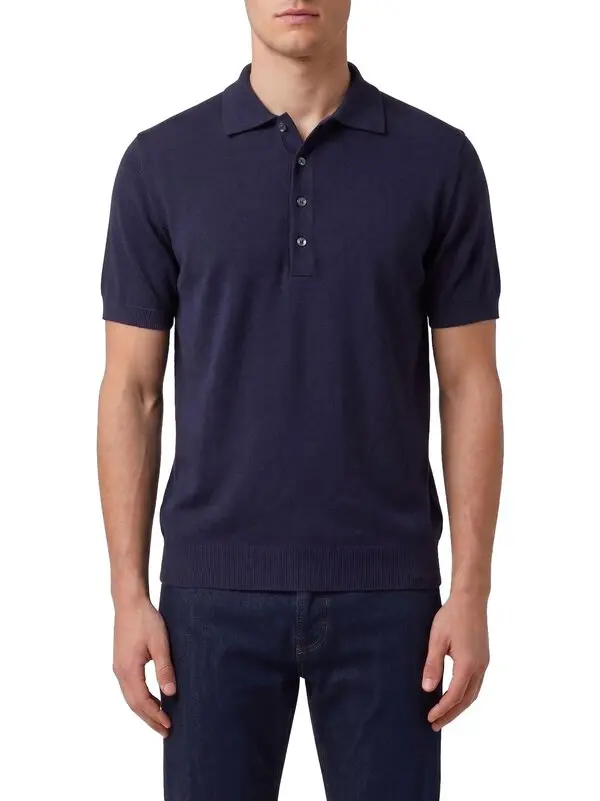 PAOLO PECORA Silk Knit Polo Shirt - Blue