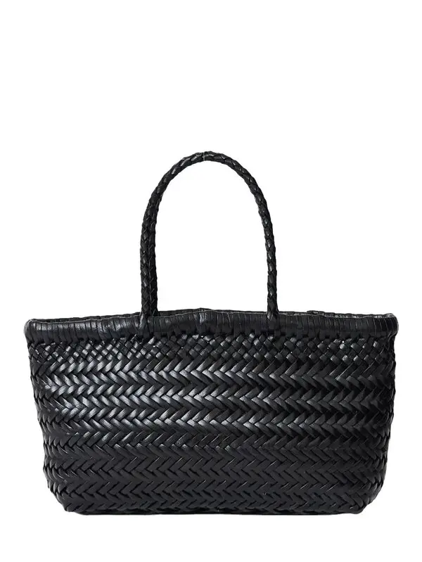 Dragon Diffusion Mini Flat Gora Woven Leather Bag - Black