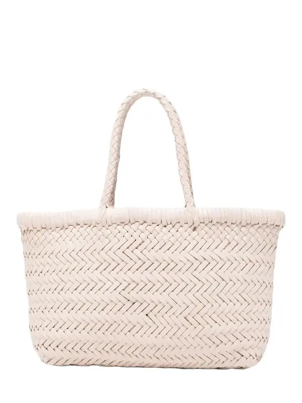 Dragon Diffusion Mini Flat Gora Bag In Woven Leather - Sand