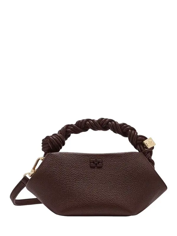 GANNI Recycled Leather Mini Handbag With Butterfly Logo And Braided Handle - Brown