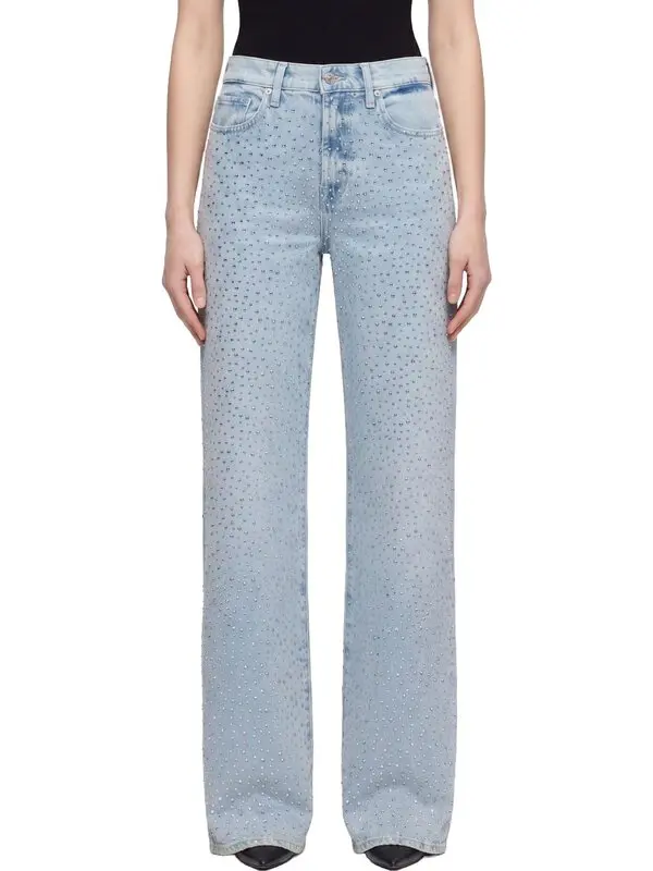 7 For All Mankind Embellished Wide Leg Jeans - Blue