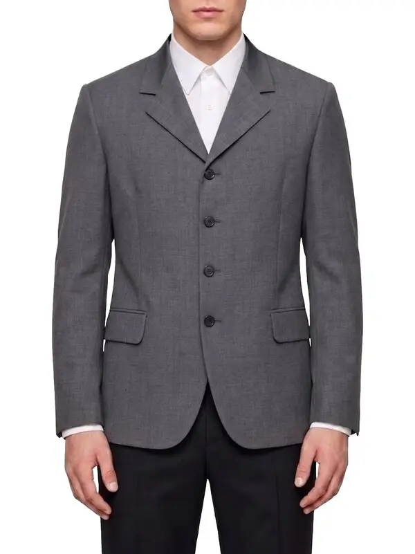 JIL SANDER Single-breasted Virgin Wool Blazer - Grey 1