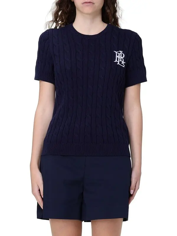 Ralph Lauren Cotton Monogram Sweater - Navy