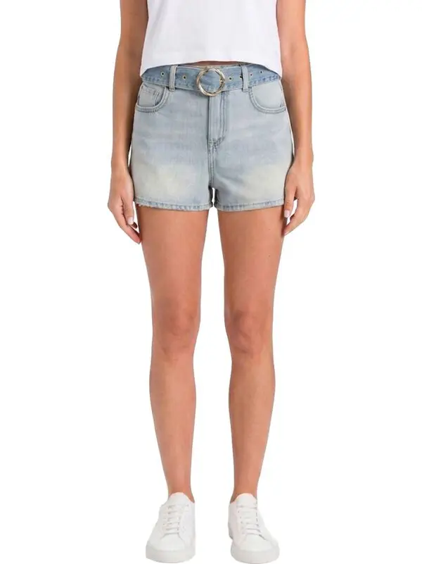 TWINSET Belted High-waisted Shorts - Denim